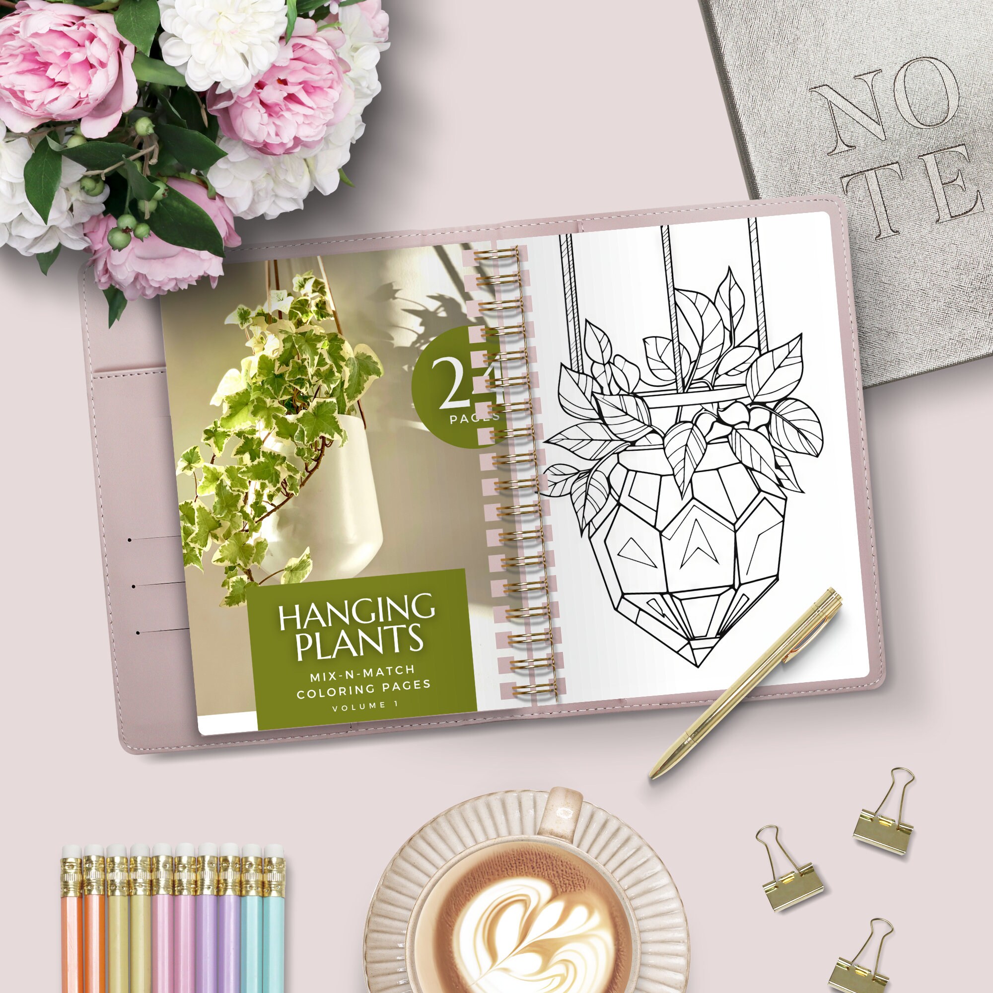 Hanging Plants Coloring Book I Printable Plants Coloring Pages I Adult ...