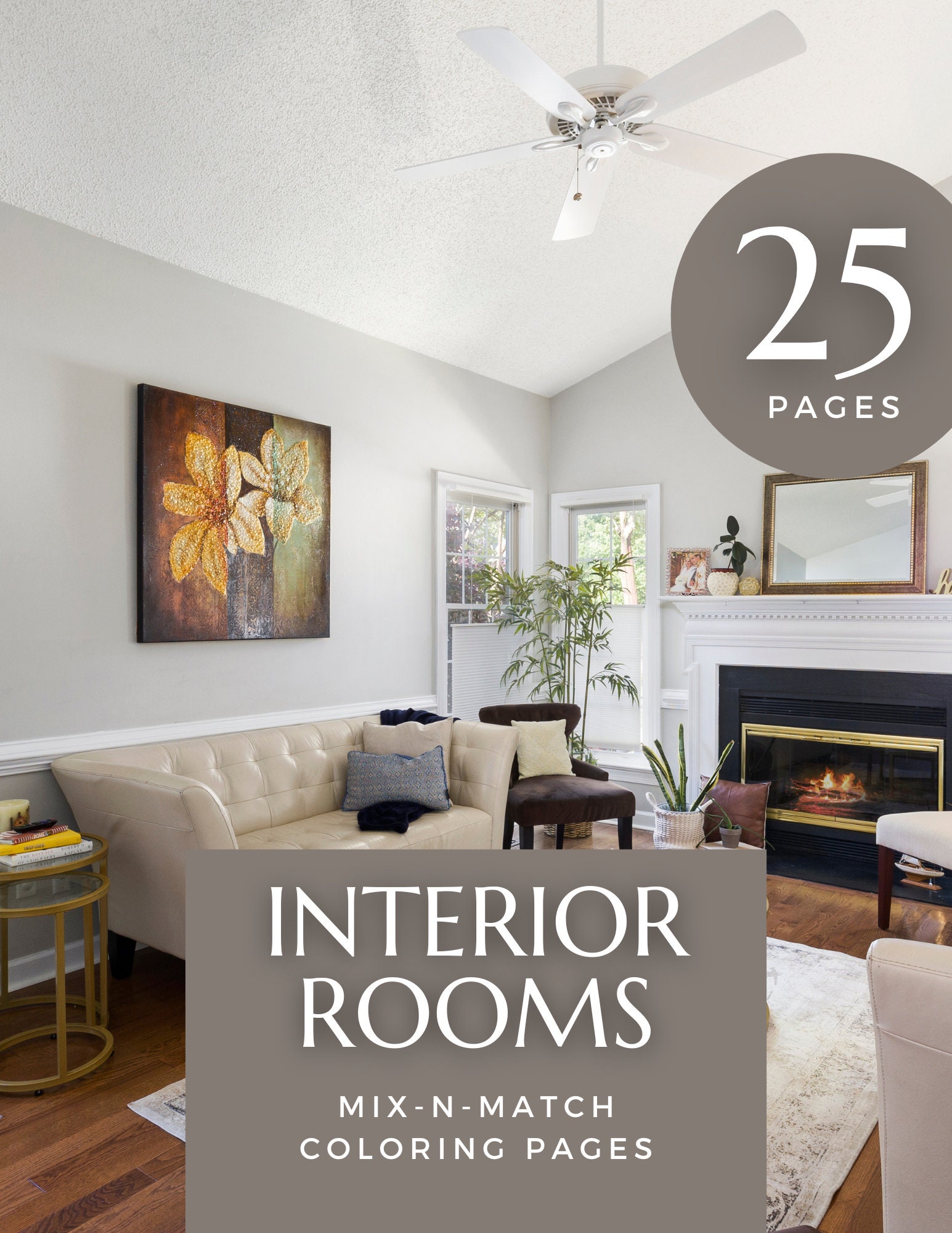Interior Rooms Adult Coloring Pages, Printable Coloring Pages, Interior ...