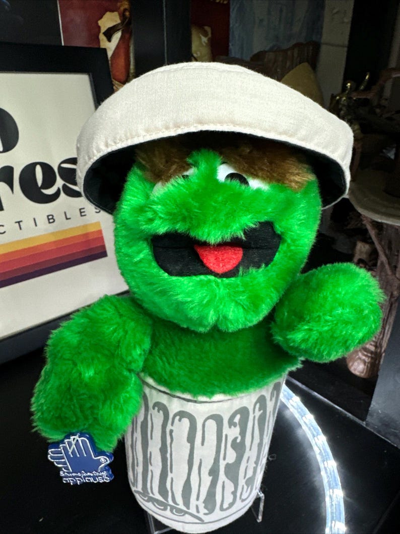 Sesame Street Oscar the Grouch Plush Stuffed Toy Animal 1992 Applause ...