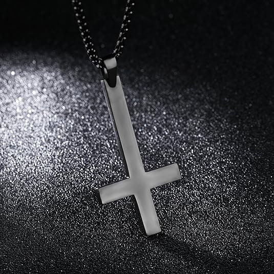 Inverted Cross Necklace | Upside Down Cross | Black, Gold, Silver ...