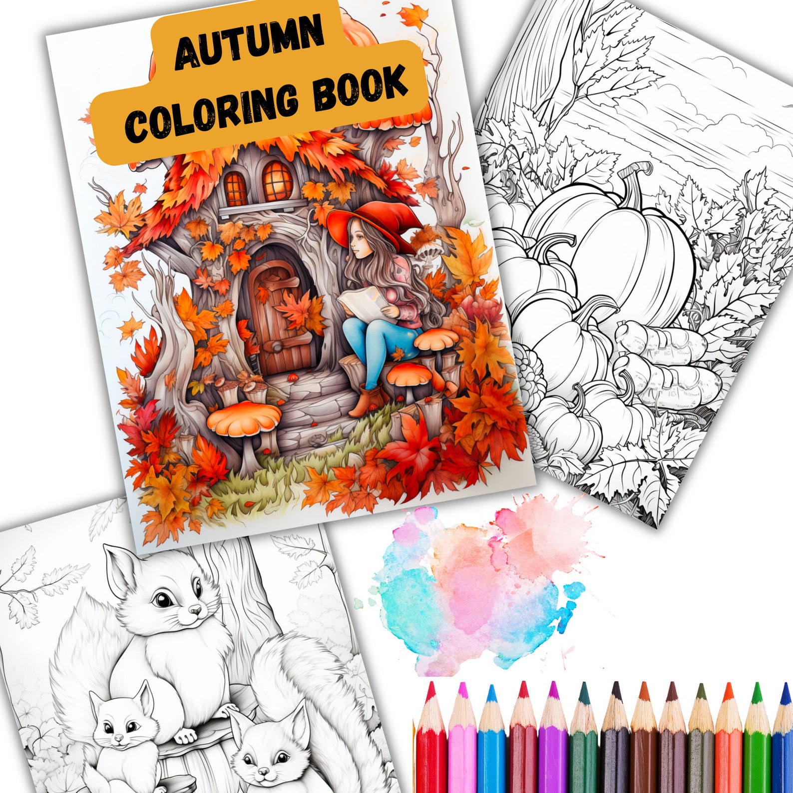 100 Autumn Coloring Pages | Fall Season Color Book | Autumn Art ...