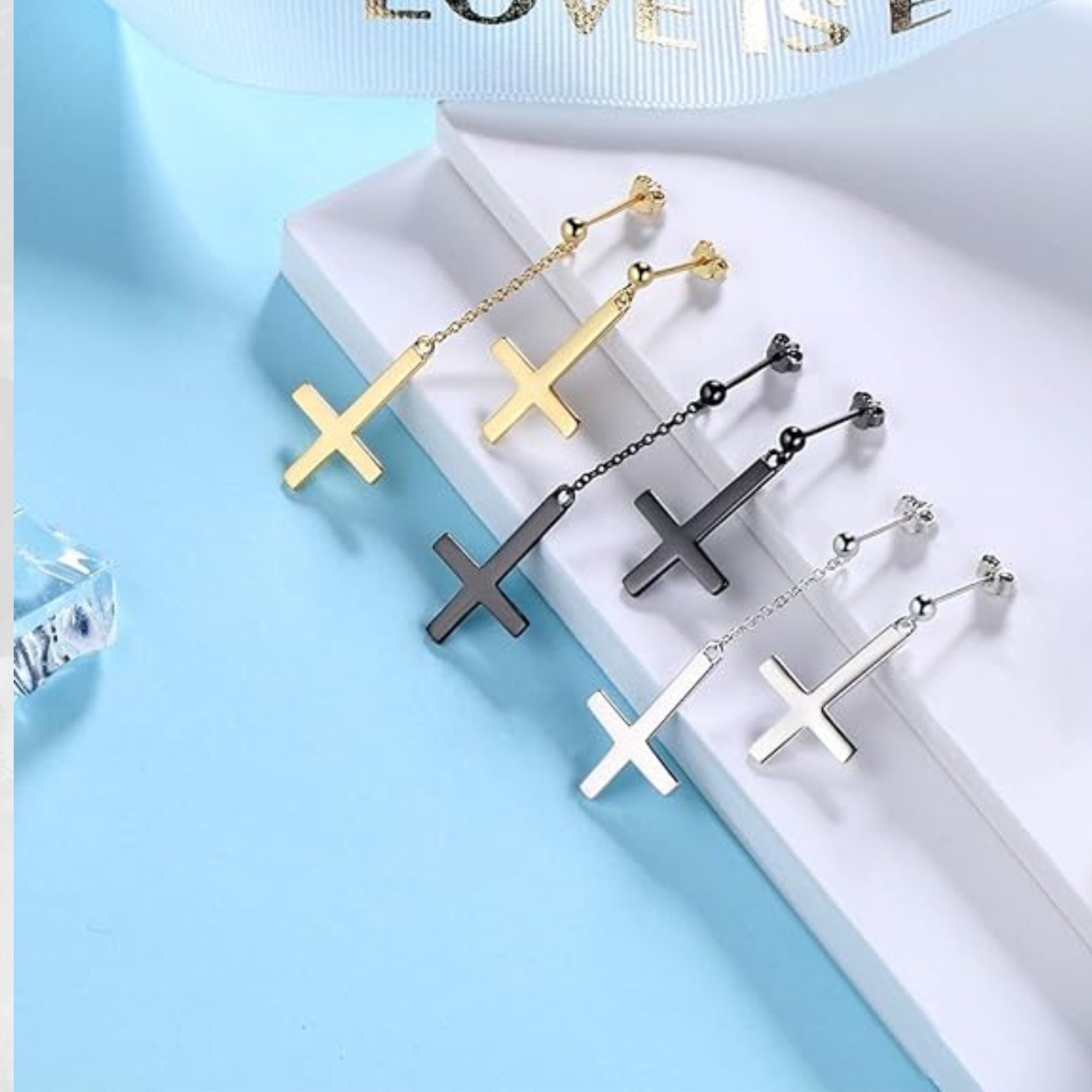 Asymmetrical Upside Down Cross Earrings | Inverted Cross Asymmetry ...