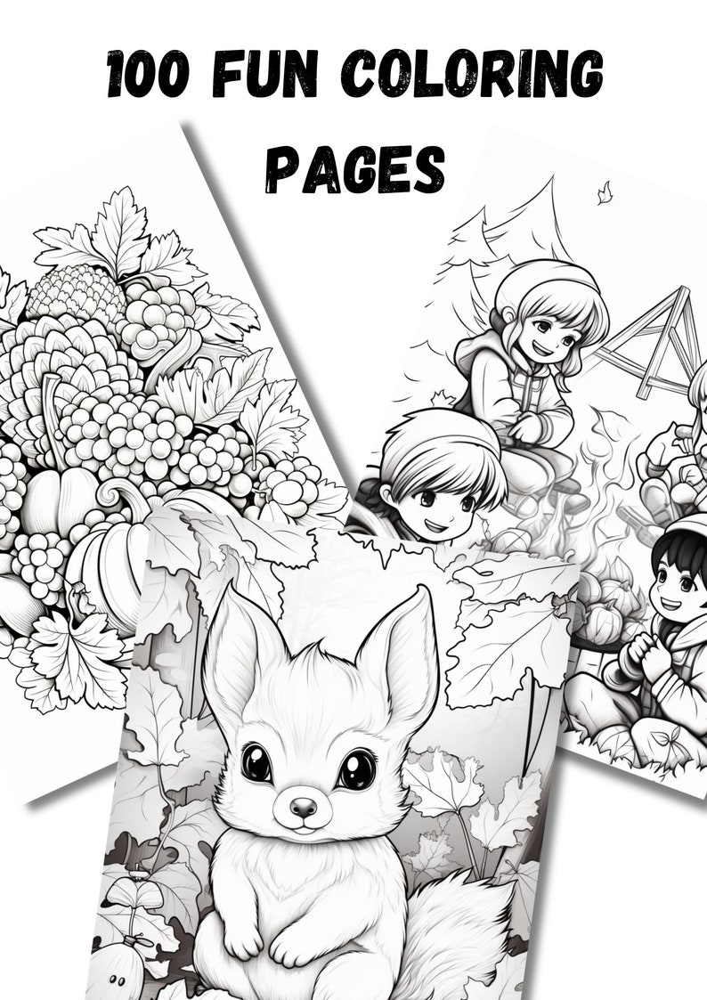 100 Autumn Coloring Pages Fall Season Color Book Autumn Art Seasonal ...