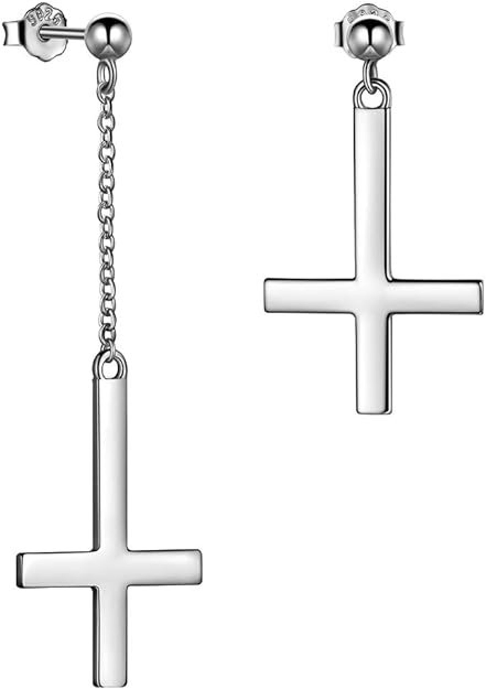 Asymmetrical Upside Down Cross Earrings | Inverted Cross Asymmetry ...