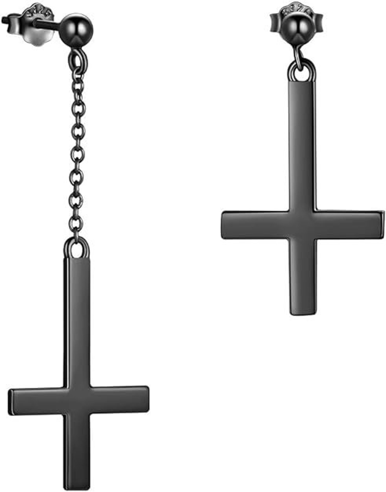Asymmetrical Upside Down Cross Earrings | Inverted Cross Asymmetry ...