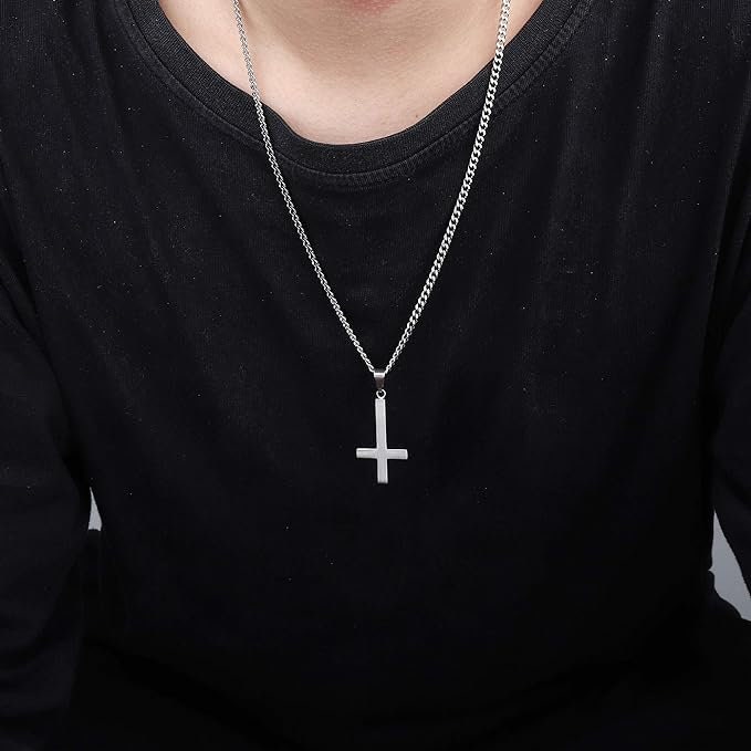 Inverted Cross Necklace | Gothic Upside Down Necklace | Black, Gold ...