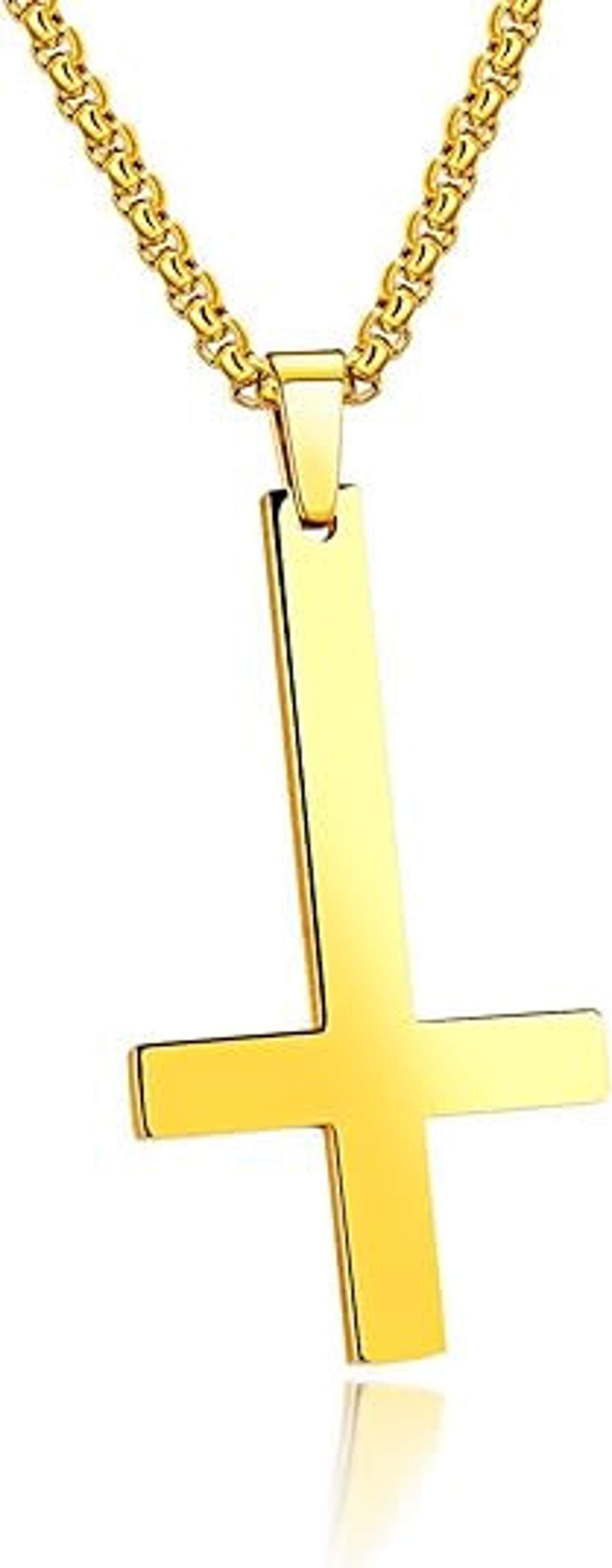 Inverted Cross Necklace | Upside Down Cross | Black, Gold, Silver ...