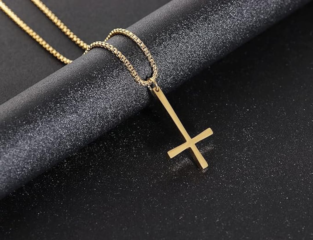 Inverted Cross Necklace | Gothic Upside Down Cross Necklace | St. Peter ...