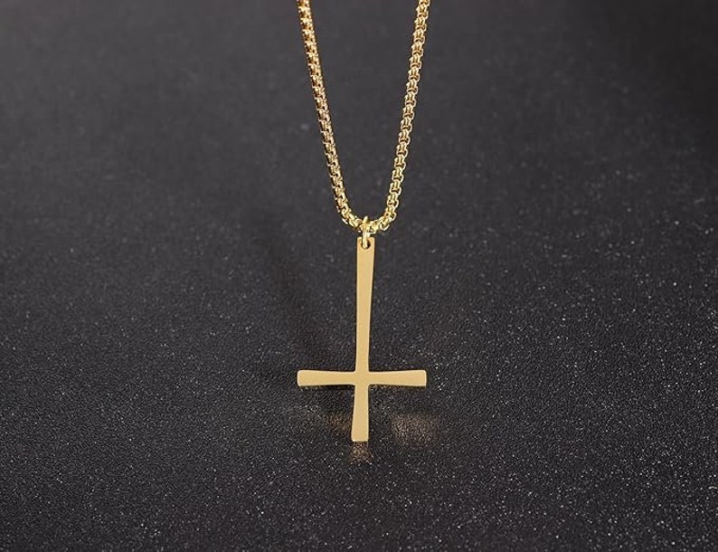 Inverted Cross Necklace | Gothic Upside Down Cross Necklace | St. Peter ...