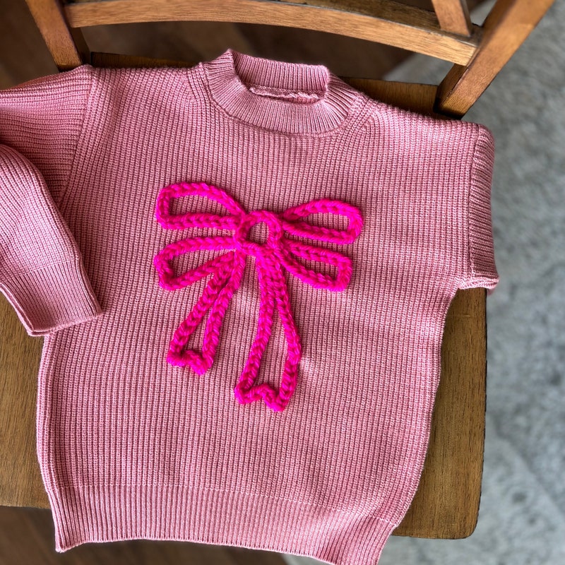 Pink Bow Sweater - Etsy