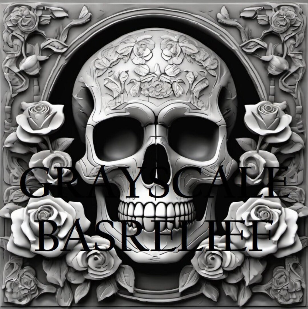 Skull Grayscale Basrelief 2.5d Depth Map Digital Artwork PNG Engraving ...