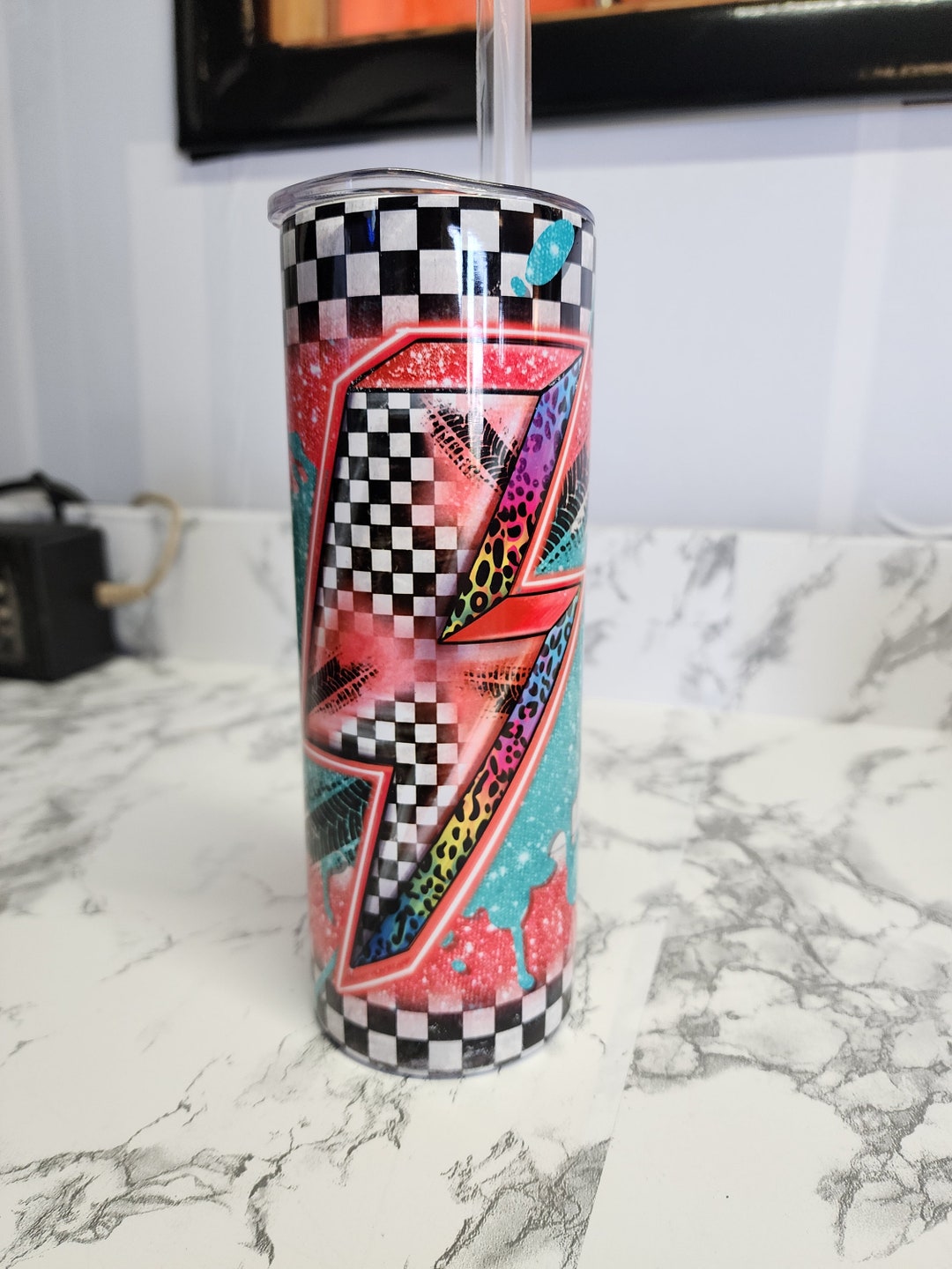 Race Lightning Bolt Tumbler - Etsy
