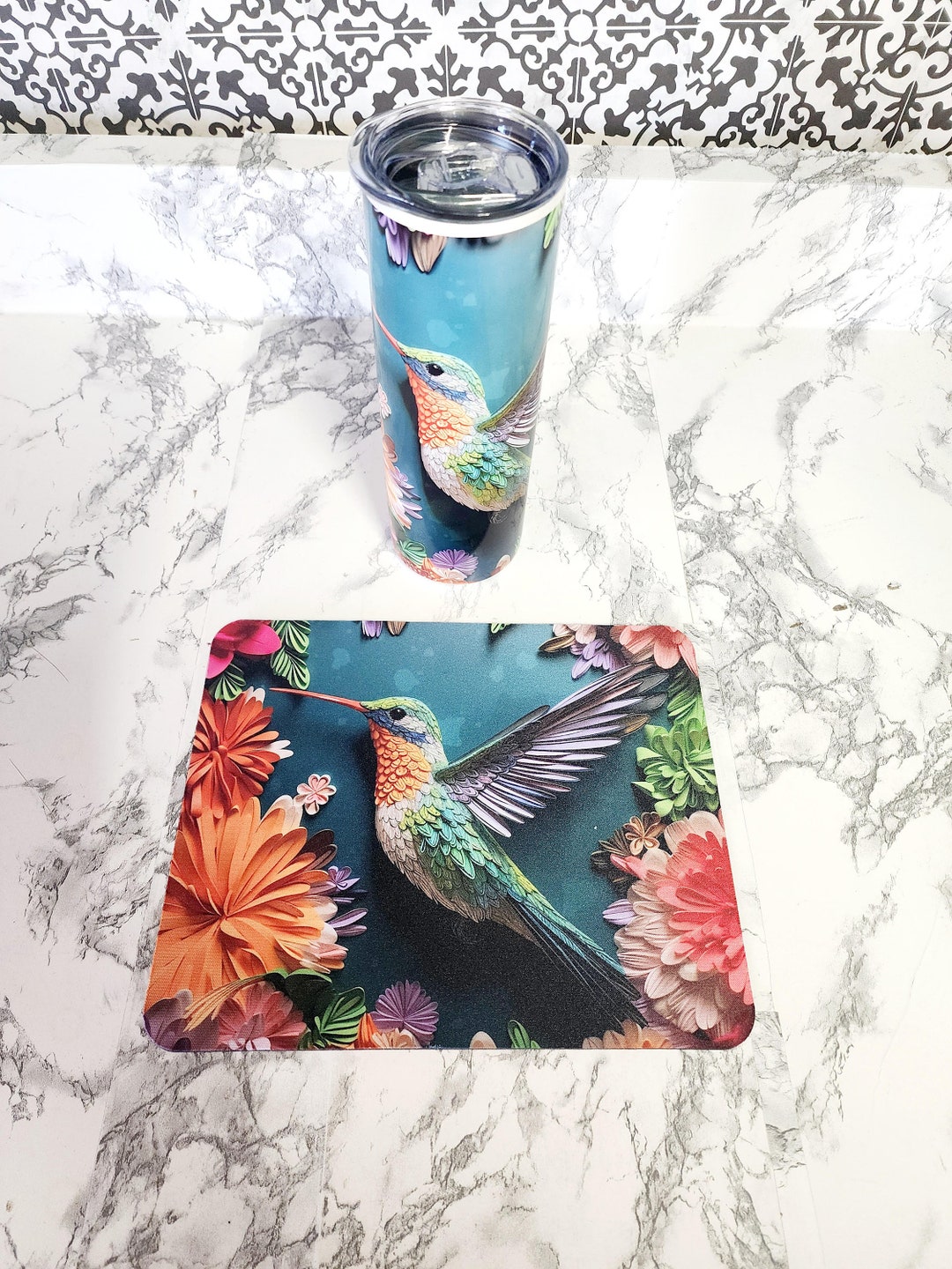 Hummingbird Tumbler and Mousepad Set - Etsy