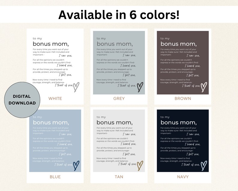 Bonus Mom/mum Printable Gift | Christmas/birthday/mothers Day Gift for ...