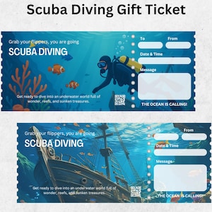 Scuba Diving Gift Voucher: Printable Surprise Ticket (instant Download ...