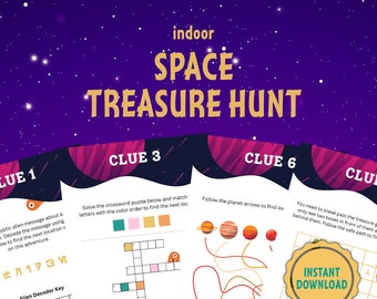 Indoor Space Treasure Hunt for Kids Printable Astronaut Themed Puzzle ...