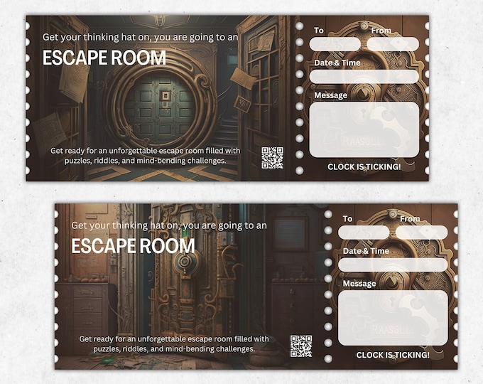 Escape Room Printable Gift Voucher | Escape Room Experience Coupon ...