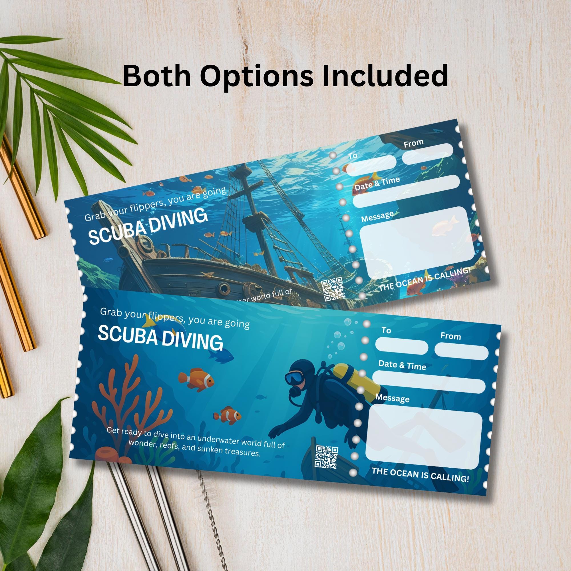 Scuba Diving Gift Ticket | Printable Scuba Diving Surprise Voucher ...