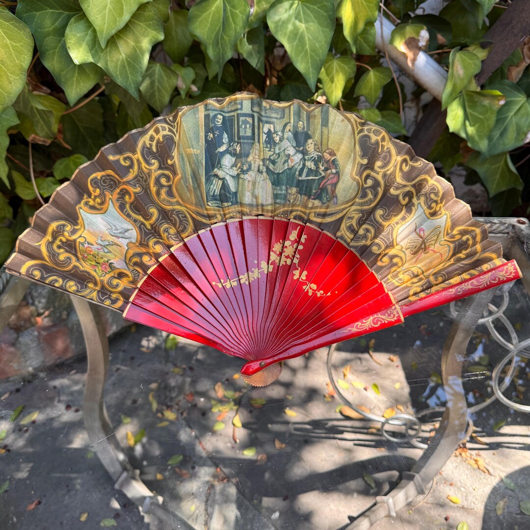 VINTAGE 1960's Abanico Spanish Hand-painted Folding Fan | - Etsy
