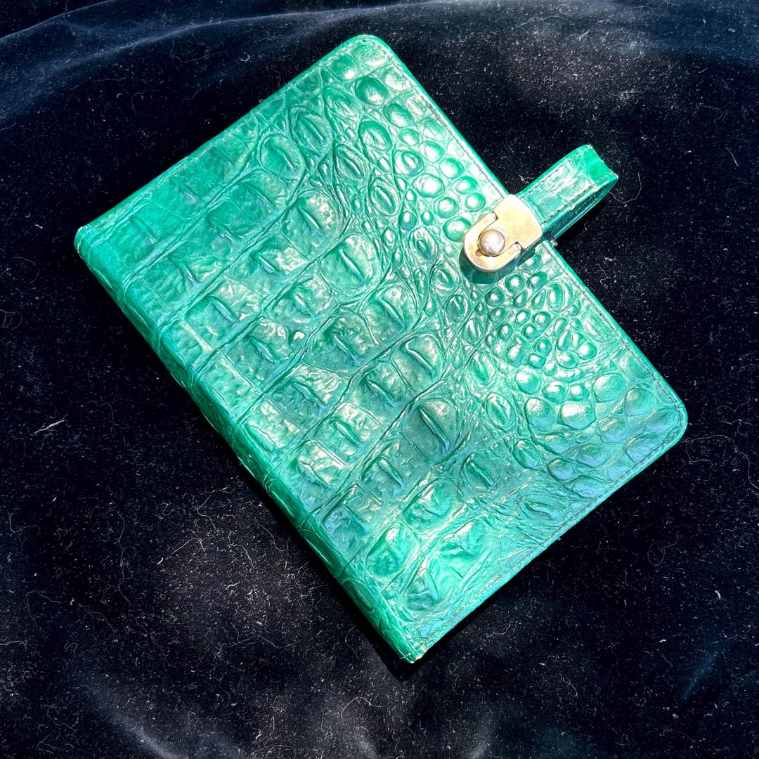 Vintage Green Crocodile Skin Planner Notebook With Pockets and Binder ...