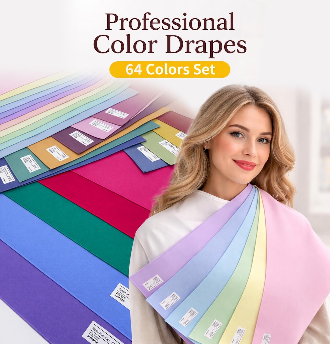 64 Color Drapes Set for Personal Color Analysis | Dyed Cotton Fabric ...