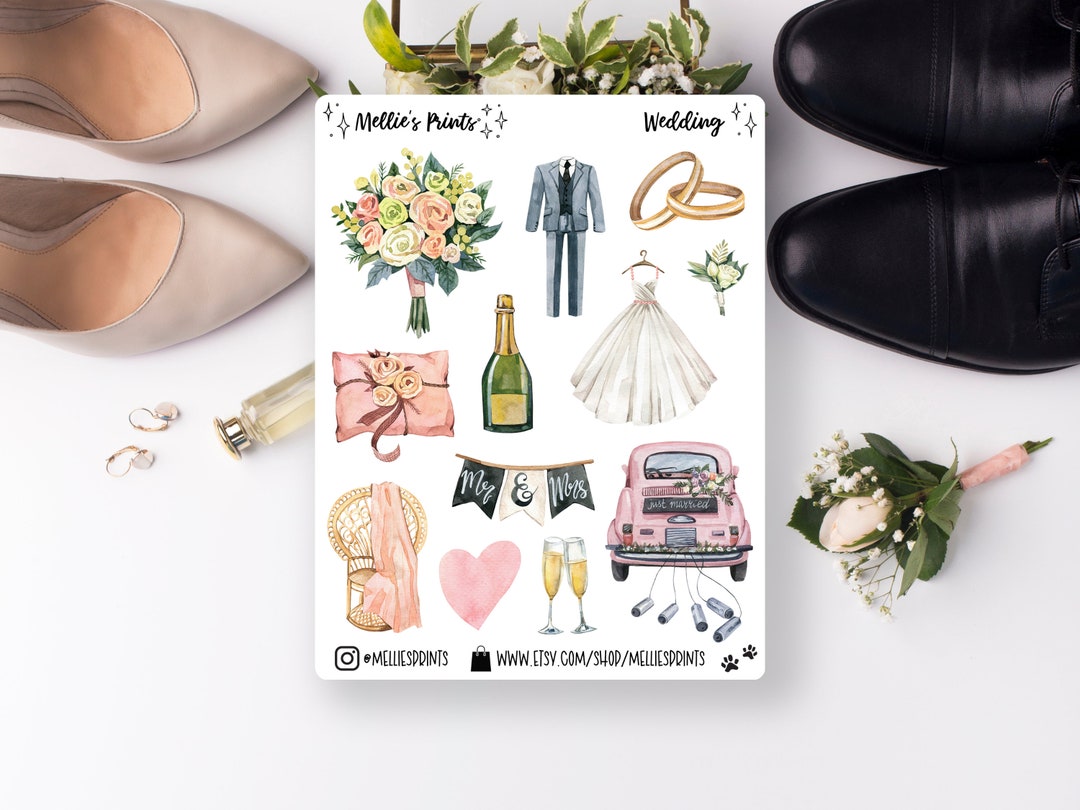 Wedding | Planner Stickers, Scrapbook Stickers, Bullet Journal, Bride ...