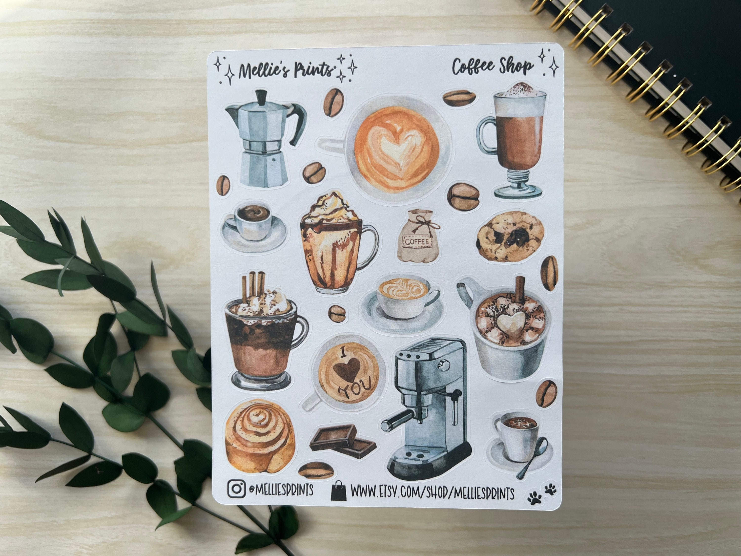 Coffee Shop Planner Stickers, Scrapbook Stickers, Bullet Journal ...