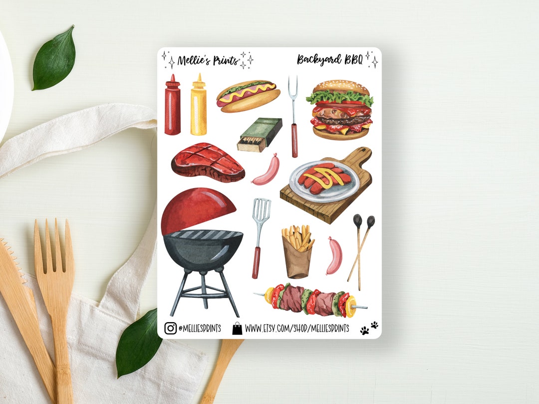 Backyard BBQ | Planner Stickers, Scrapbook Sticker, Bullet Journal, BBQ ...