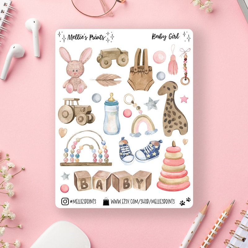 Baby Girl Stickers - Etsy