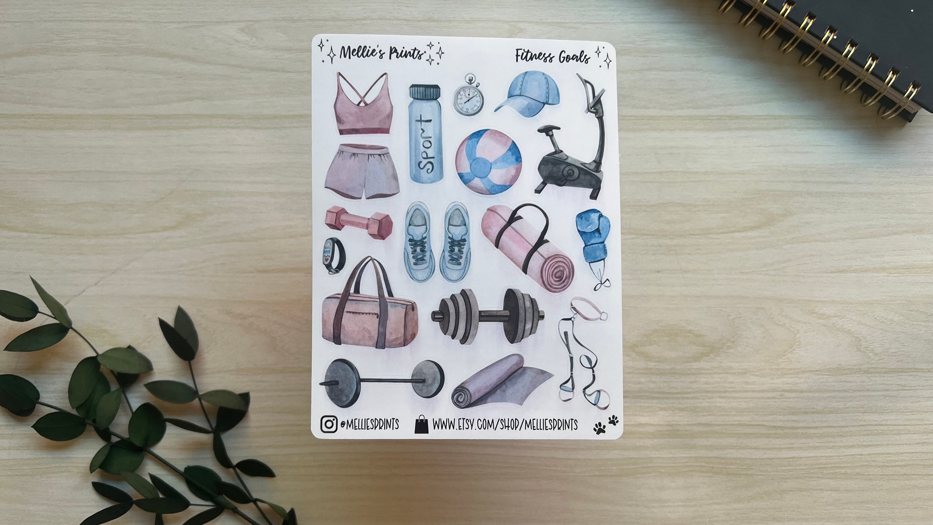 Fitness Goals Planner Stickers, Scrapbook Stickers, Bullet Journal ...