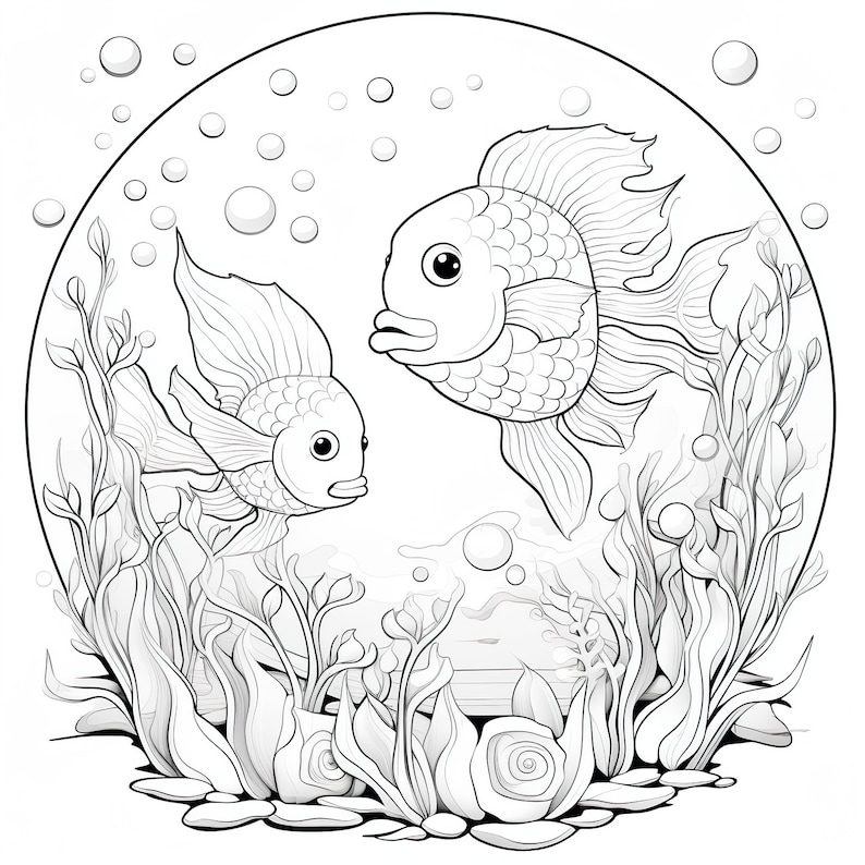 5 Whimsical Water Coloring Pages. Teacher, Color Pages for Kids, Cute ...