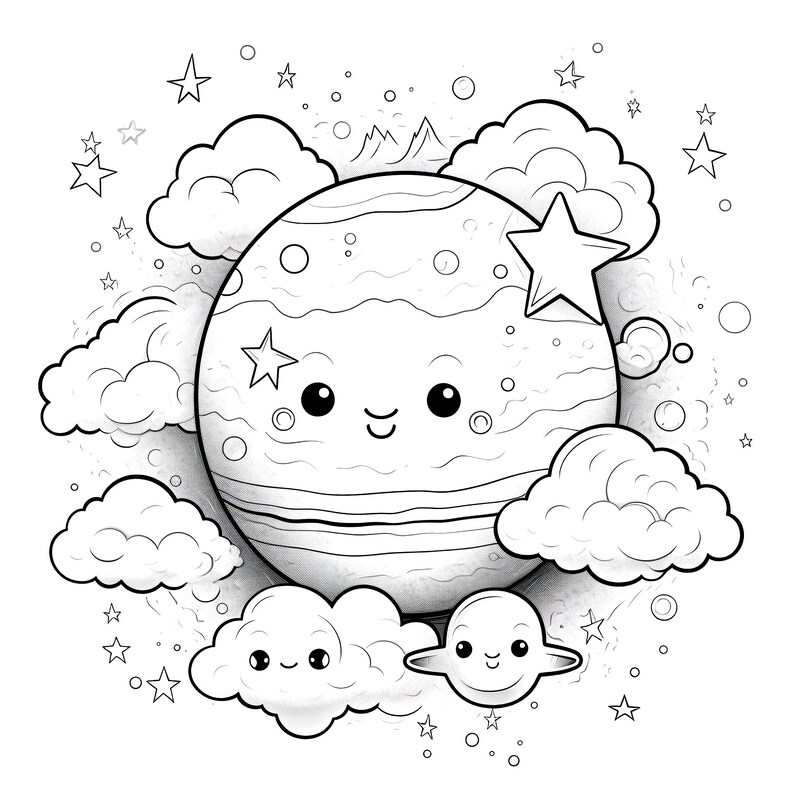 5 Space Coloring Pages, Teacher, Color Pages for Kids, Cute Coloring ...