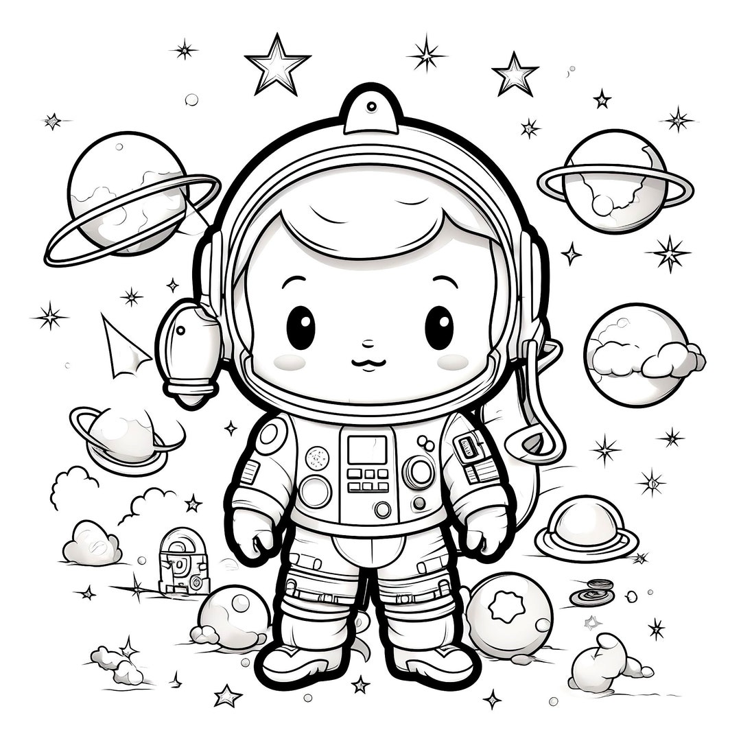 5 Space Coloring Pages, Teacher, Color Pages for Kids, Cute Coloring ...