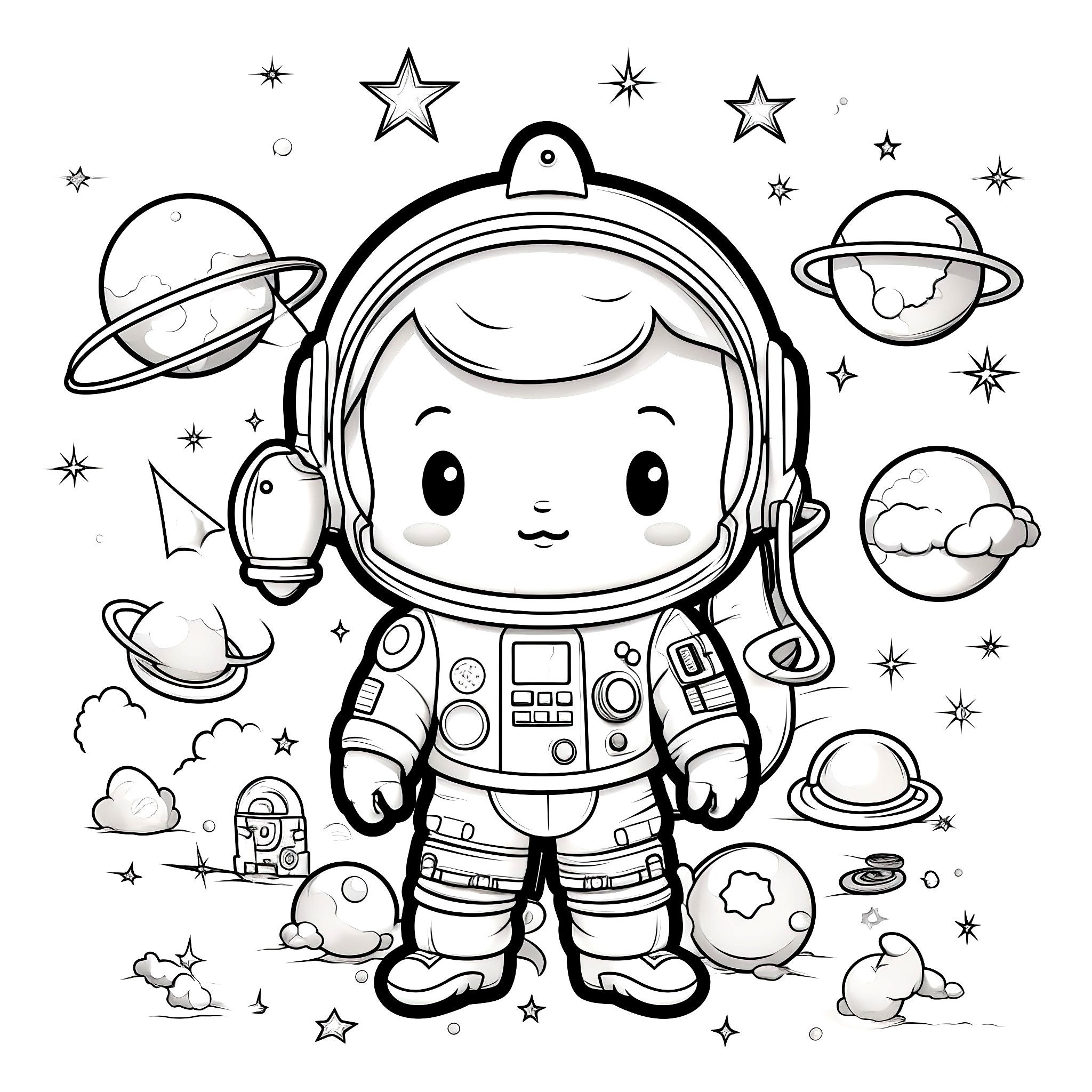 5 Space Coloring Pages, Teacher, Color Pages for Kids, Cute Coloring ...