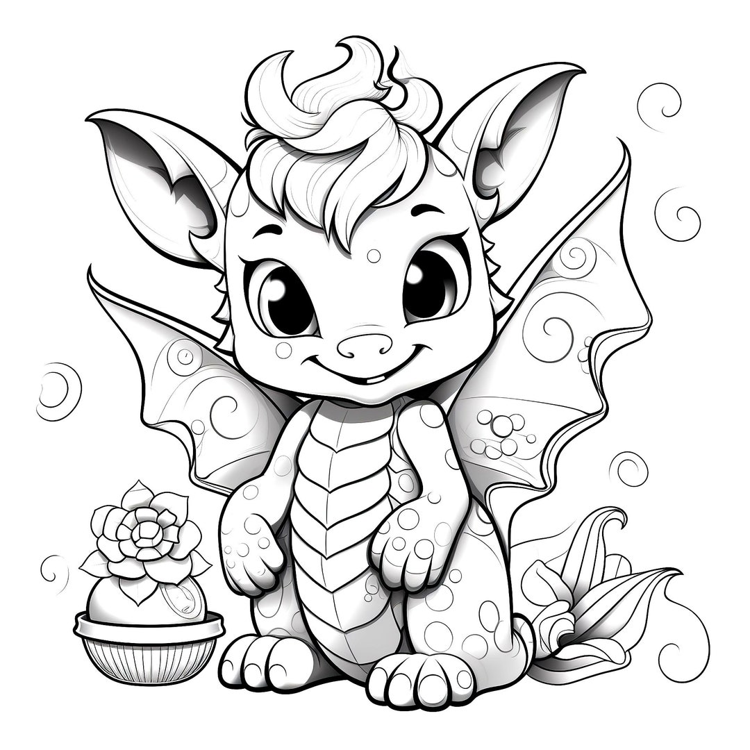 5 Enchanted Dragon Coloring Pages, Teacher, Color Pages for Kids, Cute ...