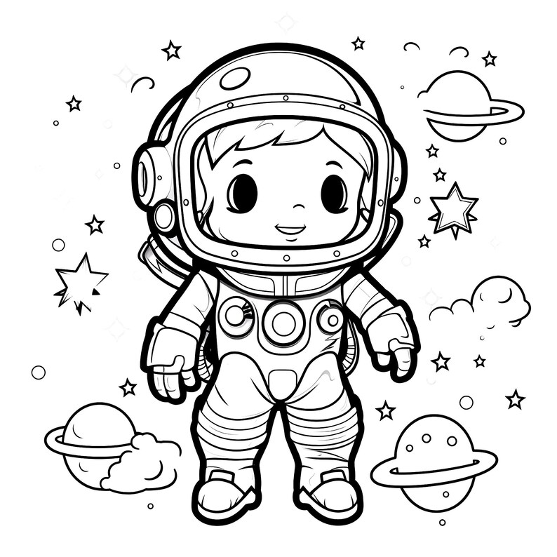 5 Space Coloring Pages, Teacher, Color Pages for Kids, Cute Coloring ...