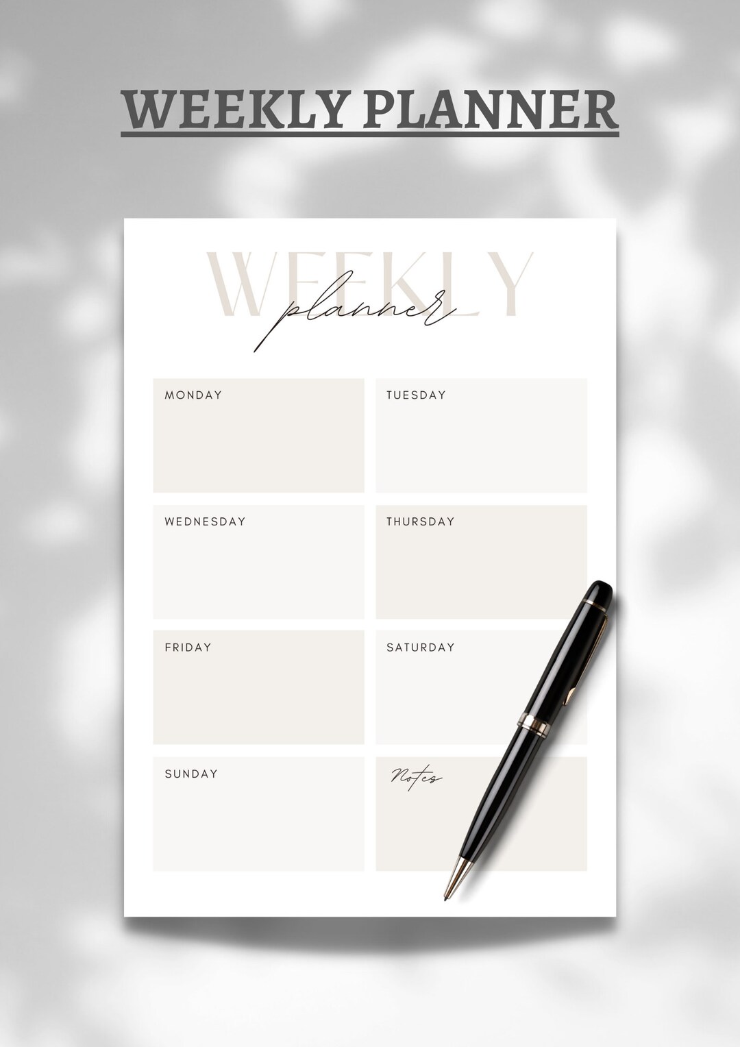 Weekly Planner Printable, Weekly Planner, Daily Planner, Digital Weekly ...