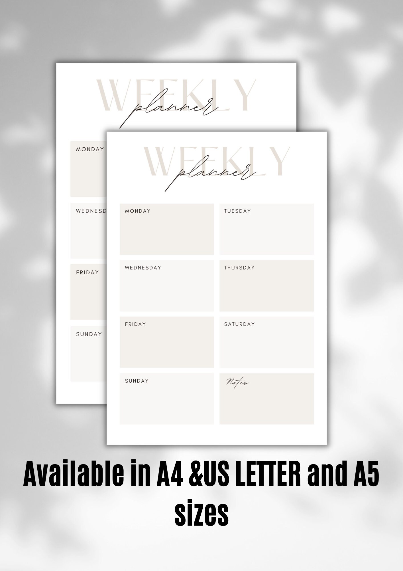 Weekly Planner Printable, Weekly Planner, Daily Planner, Digital Weekly ...