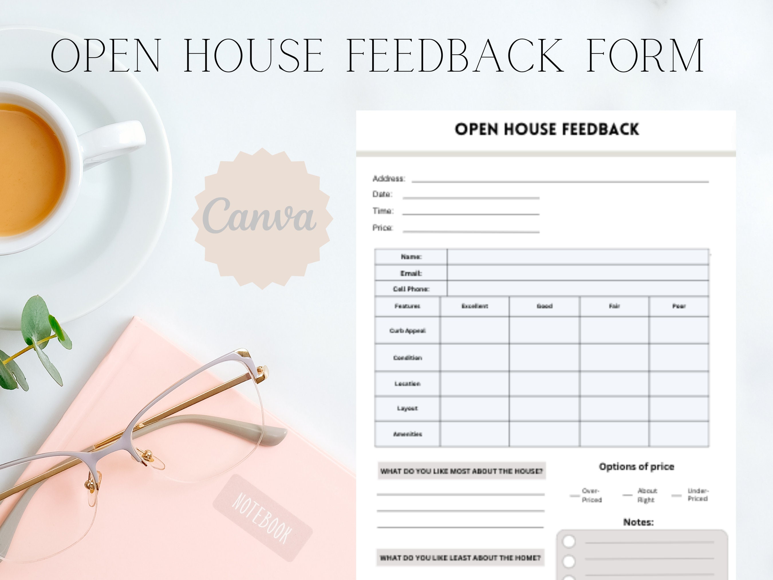 Open House Feedback Form | Open House Form | Agent Open House | Canva ...