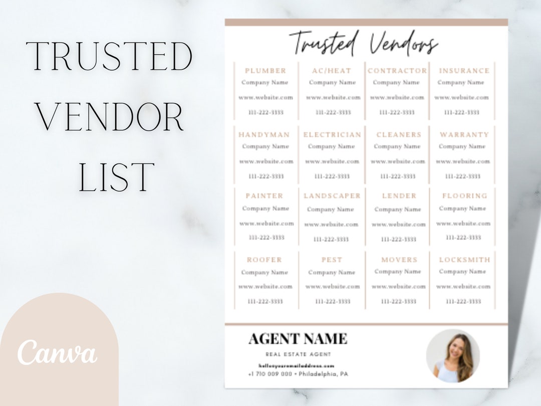Trusted Vendor List | Preferred Vendor List | Real Estate Template ...
