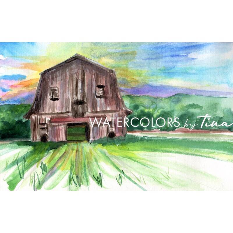 Watercolor Barnes Art - Etsy