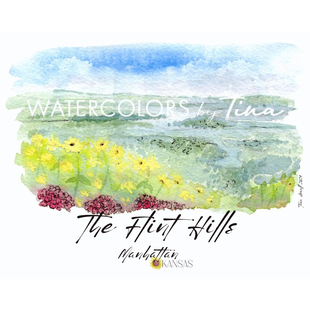 Manhattan, KS | Flint Hills (with Text) | Watercolors by Tina Giclee ...