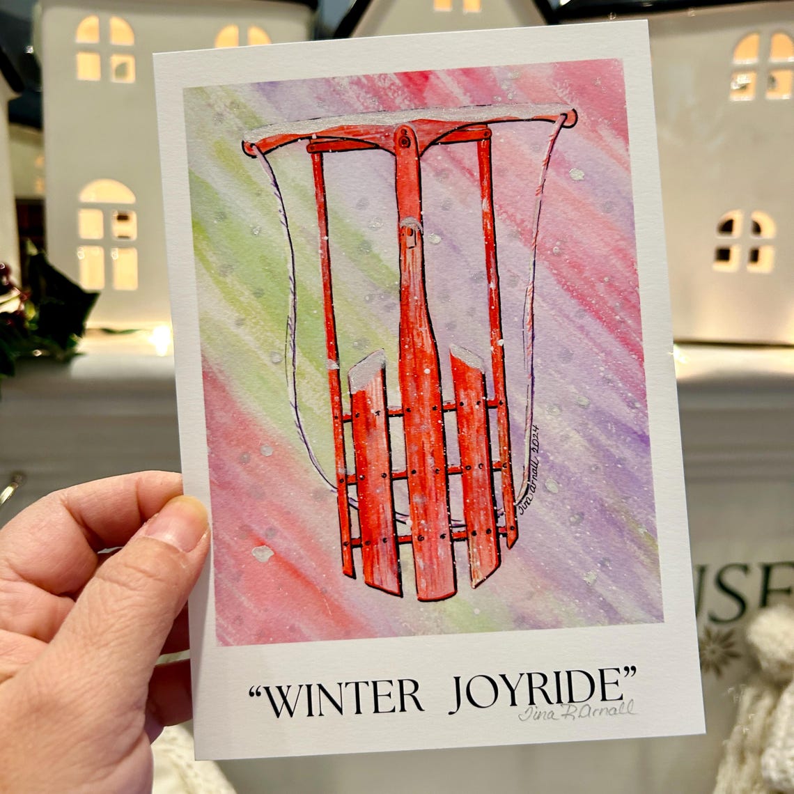 Winter Joyride | Sled Art | Watercolor Giclee Prints and Ornaments ...