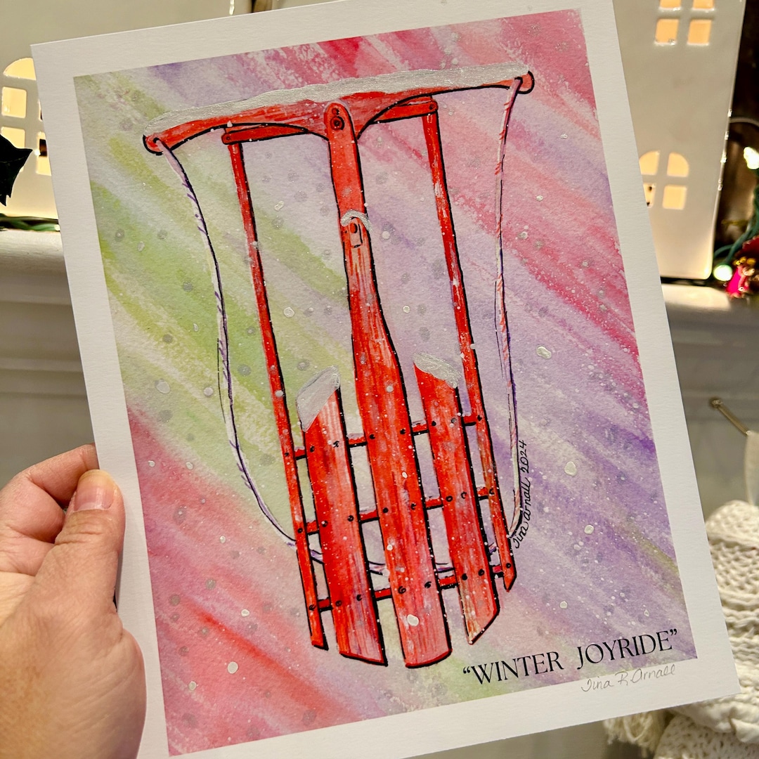 Winter Joyride | Sled Art | Watercolor Giclee Prints and Ornaments ...
