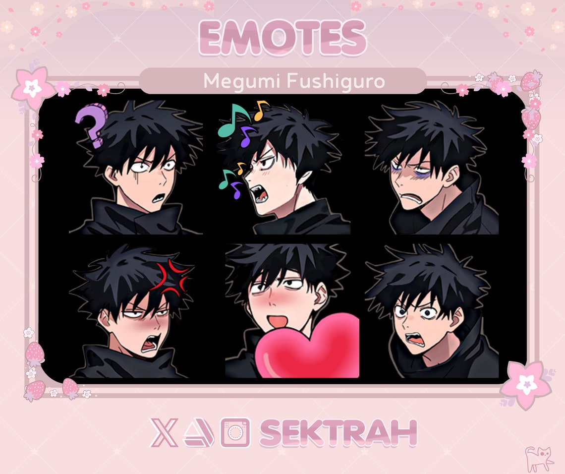 Megumi Fushiguro JJK Emote/sticker Pack Streaming on Twitch/youtube and ...