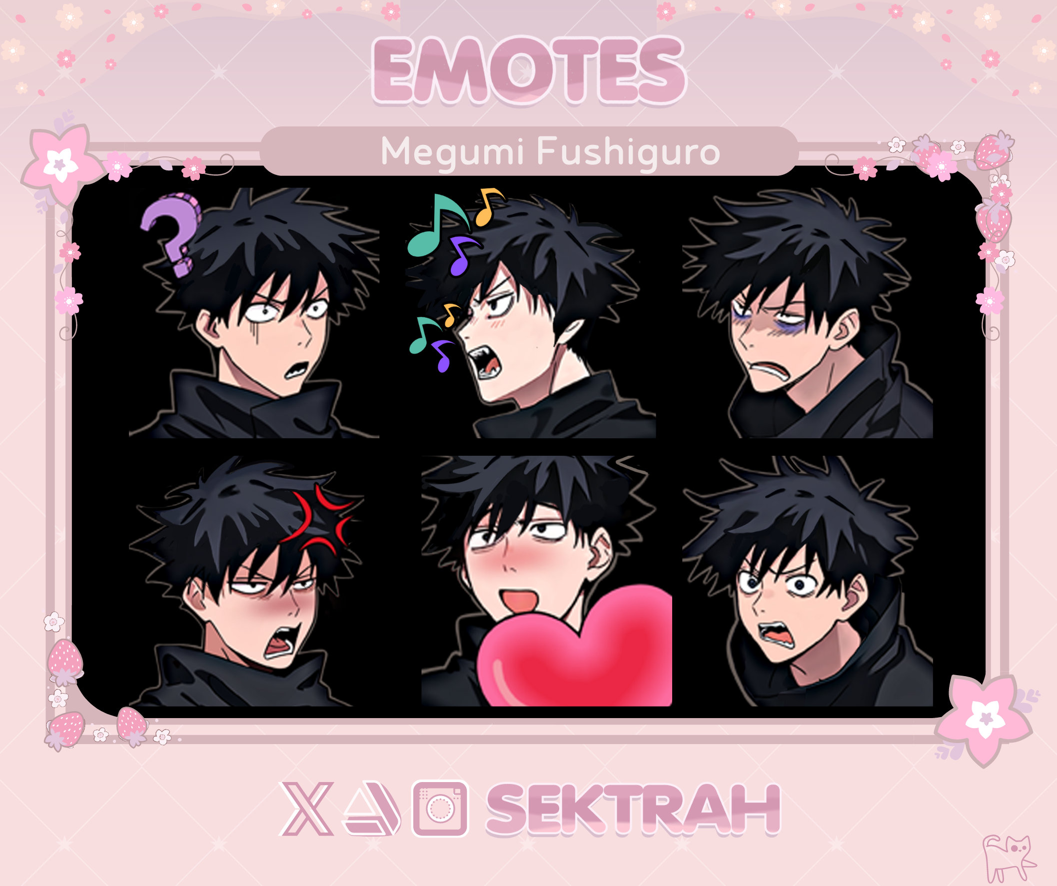 Megumi Fushiguro JJK Emote/sticker Pack Streaming on Twitch/youtube and ...