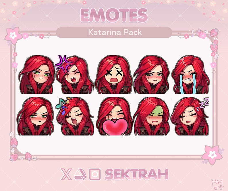 Katarina Emote Pack: League of Legends Twitch/discord Emotes (10 Bundle ...