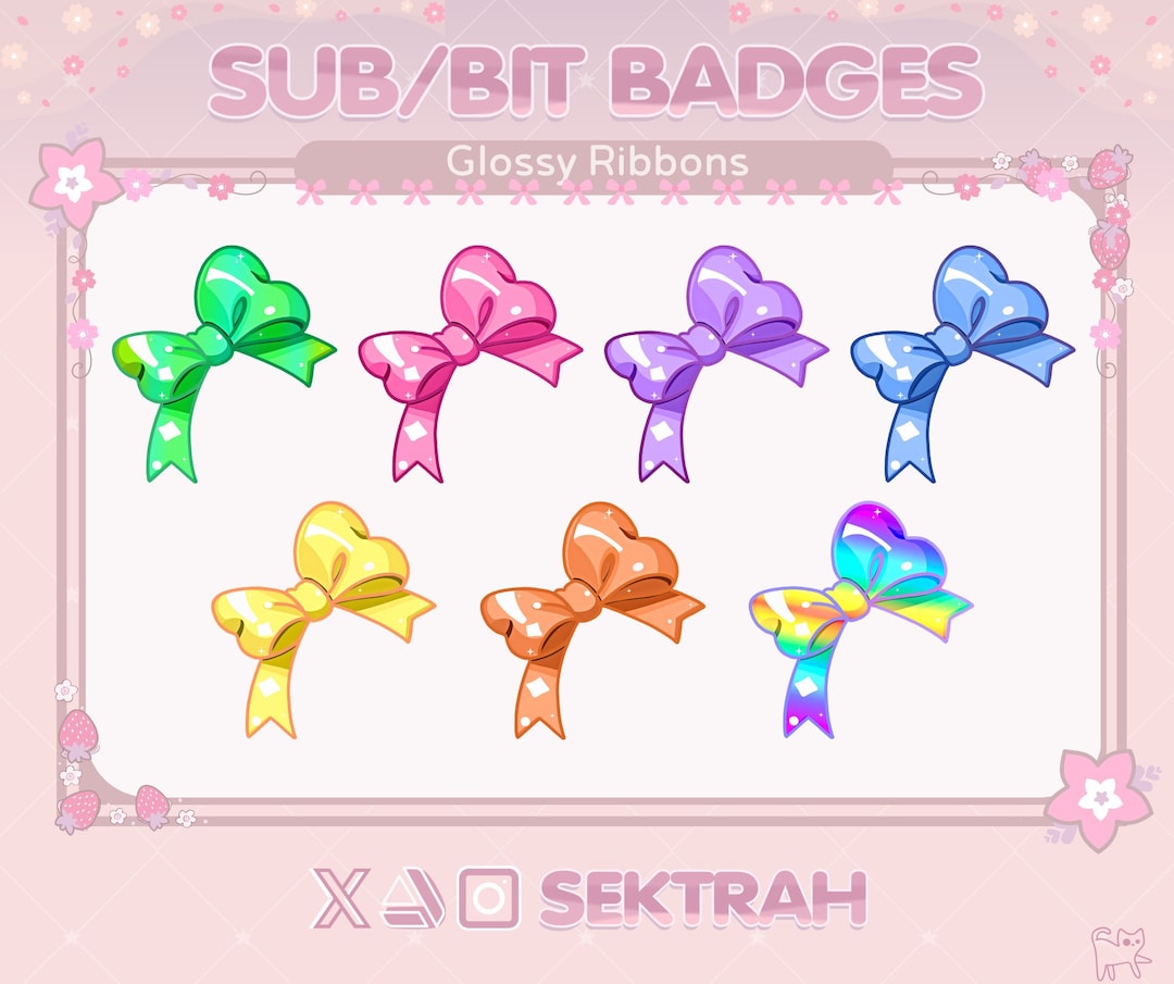 Twitch Sub Badges/bit Badges / Emotes - Cute Sparkle Ribbon Collection ...