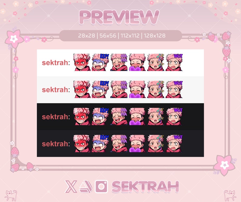 Yuji Itadori Emote Pack: JJK Sukuna Twitch/discord Emotes (digital ...