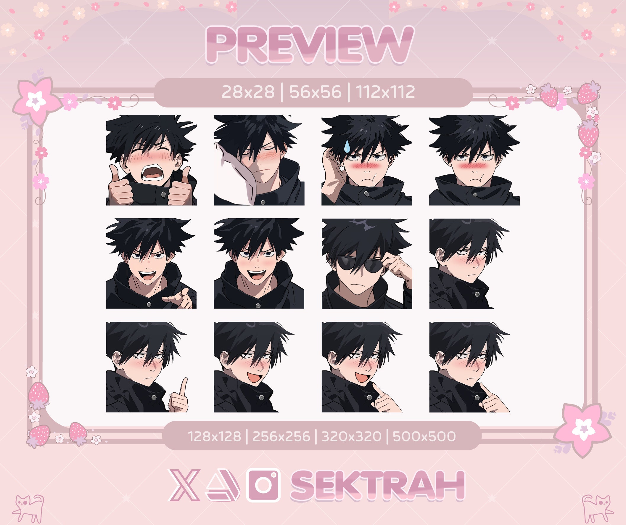 Megumi Fushiguro Emotes/sticker Pack – JJK Twitch/discord (digital ...